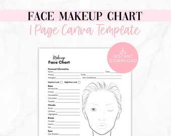 Makeup Artist Face Chart, Makeup Consultation Form, Makeup Artist Form ...