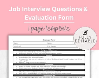 Job Interview Questions Template Interview Prep Interview Guide ...