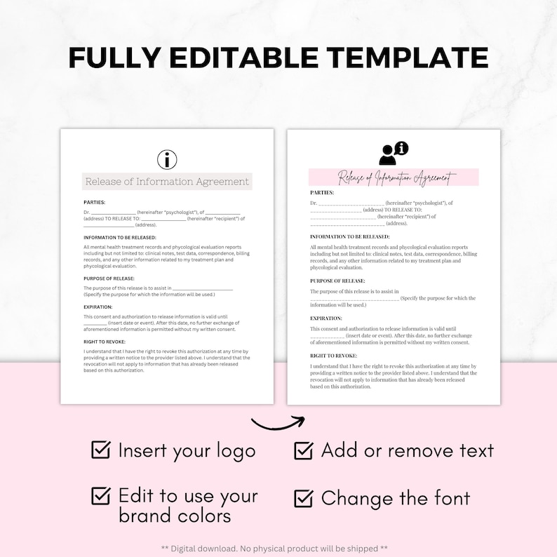 Release of Information Agreement, Counseling Release of Information ...