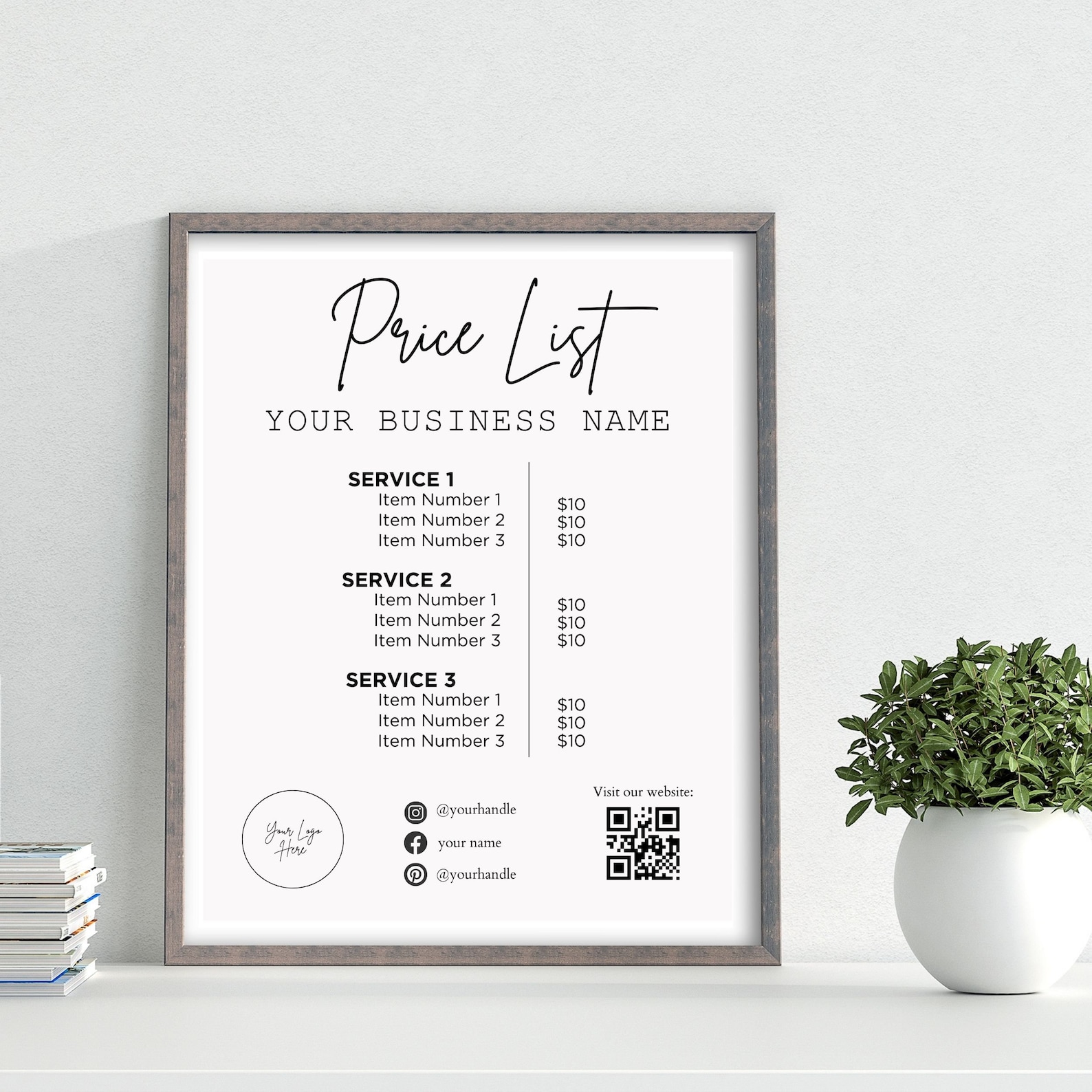 Price List Sign, Editable Price List Sign Printable, QR Code Sign ...