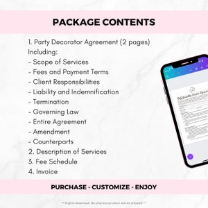 Party Decorator Agreement, Event Decor Contract, Event Decorator ...