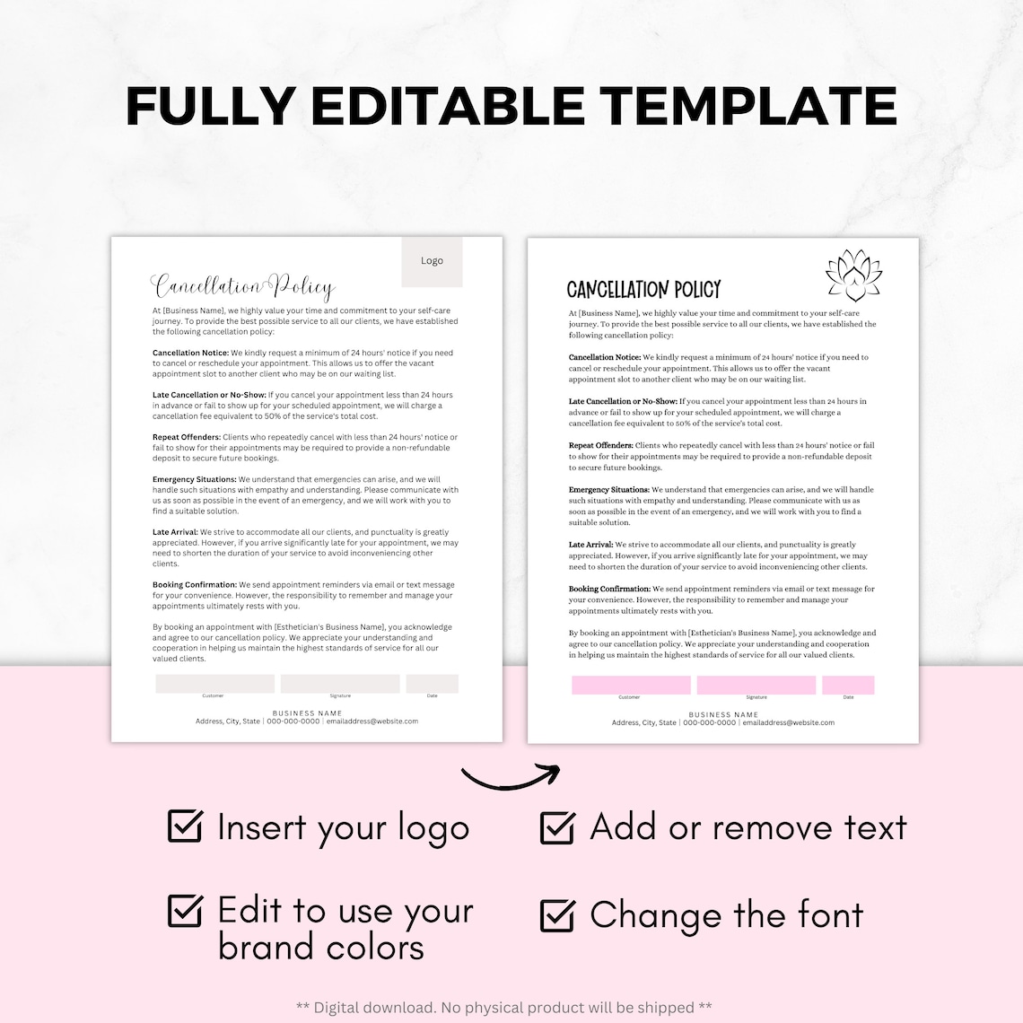 Editable Appointment Cancellation Policy Template, Late Appointment ...