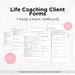 Life Coach Intake Form and Contract, Life Coaching Intake Form, Client ...