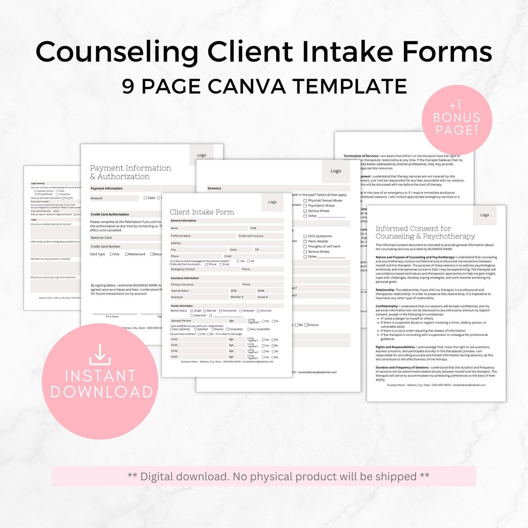 Counseling Intake Form, Informed Consent for Counseling and ...