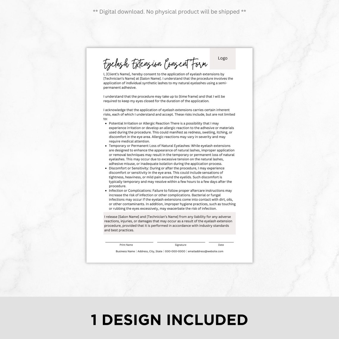 Eyelash Extension Consent Form, Lash Extension Intake Form, Client ...