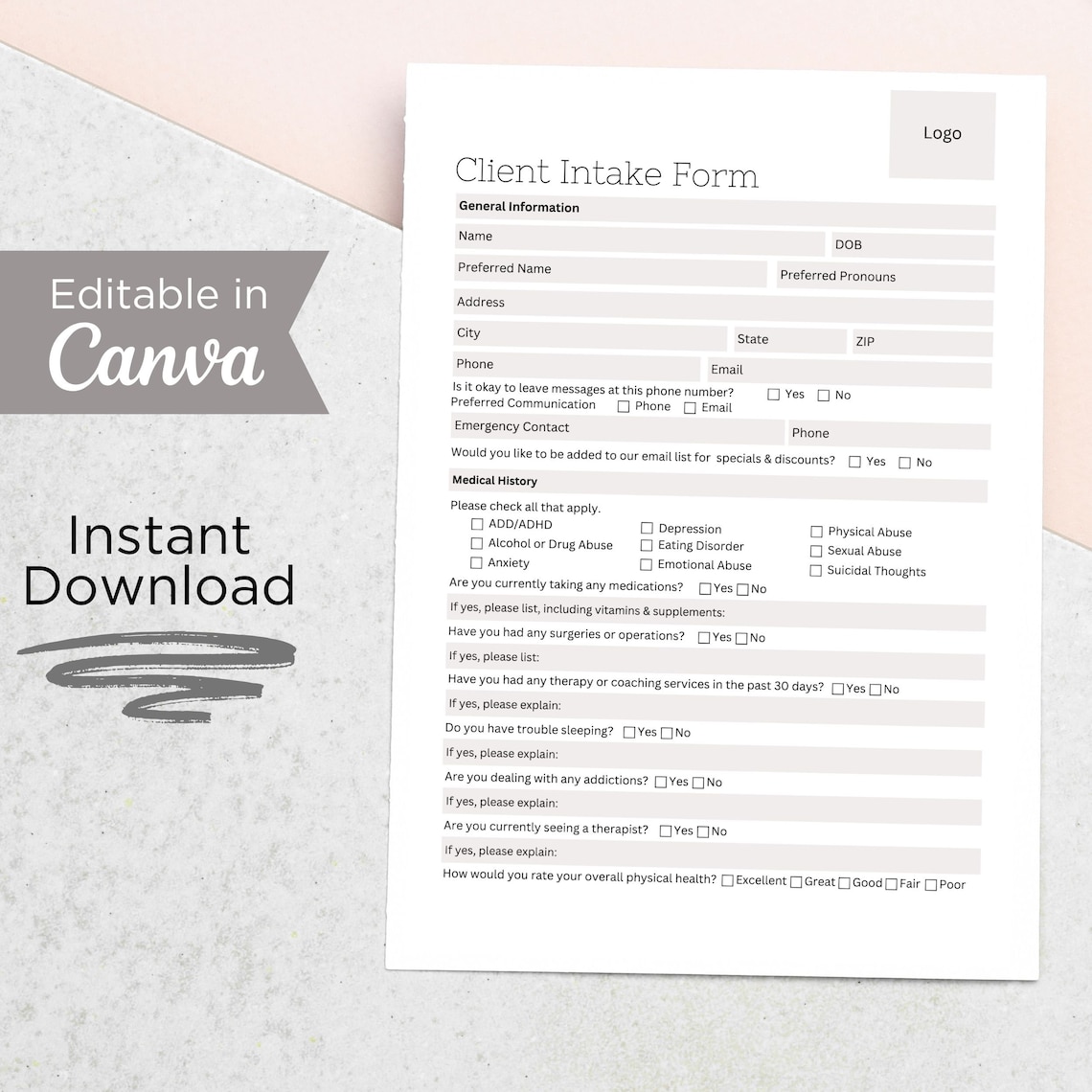 Life Coach Intake Form and Contract, Life Coaching Intake Form, Client ...