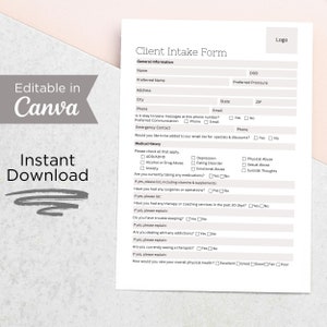 Life Coach Intake Form and Contract, Life Coaching Intake Form, Client ...