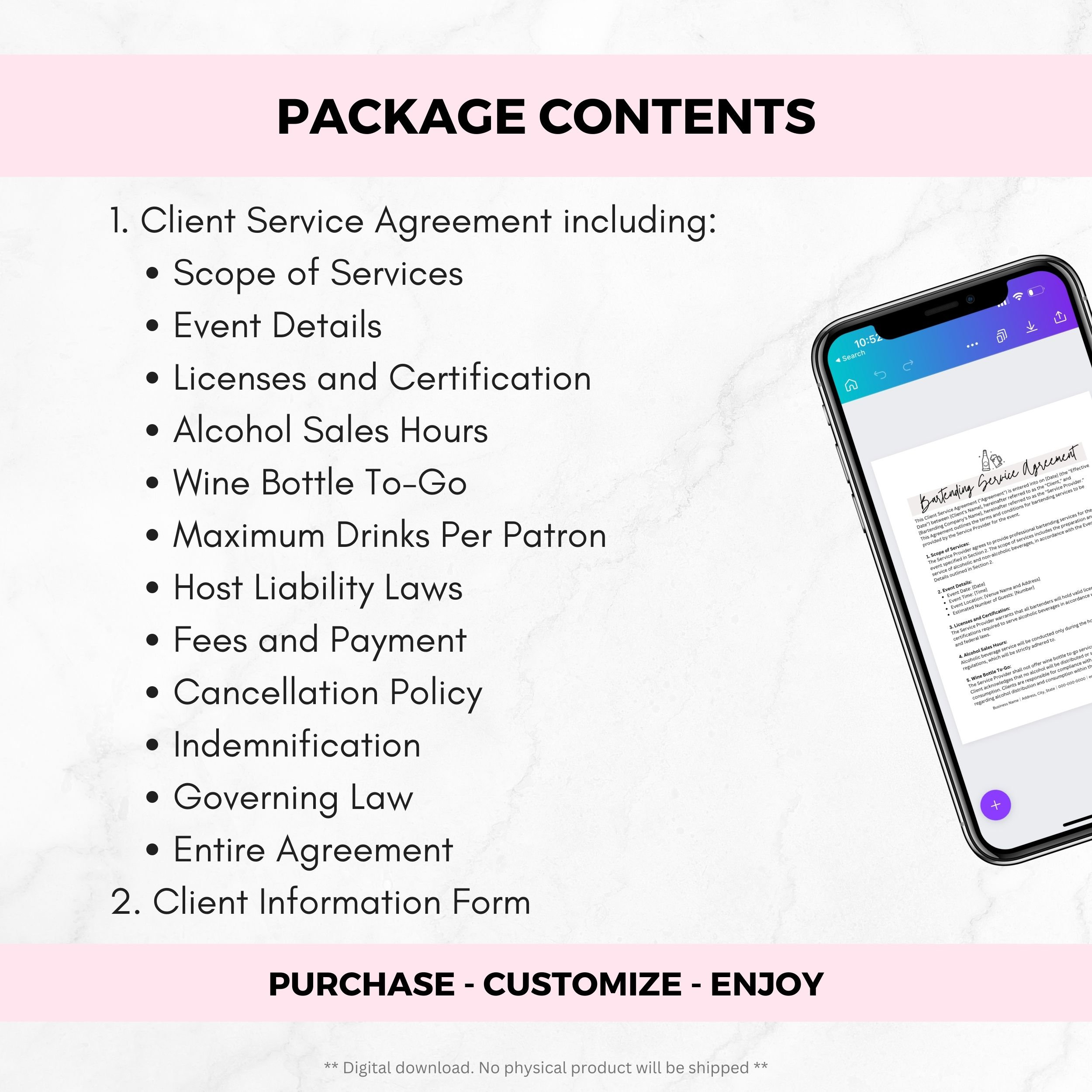 Bartending Contract Template, Mobile Bar Contract, Mobile Bar Contract ...