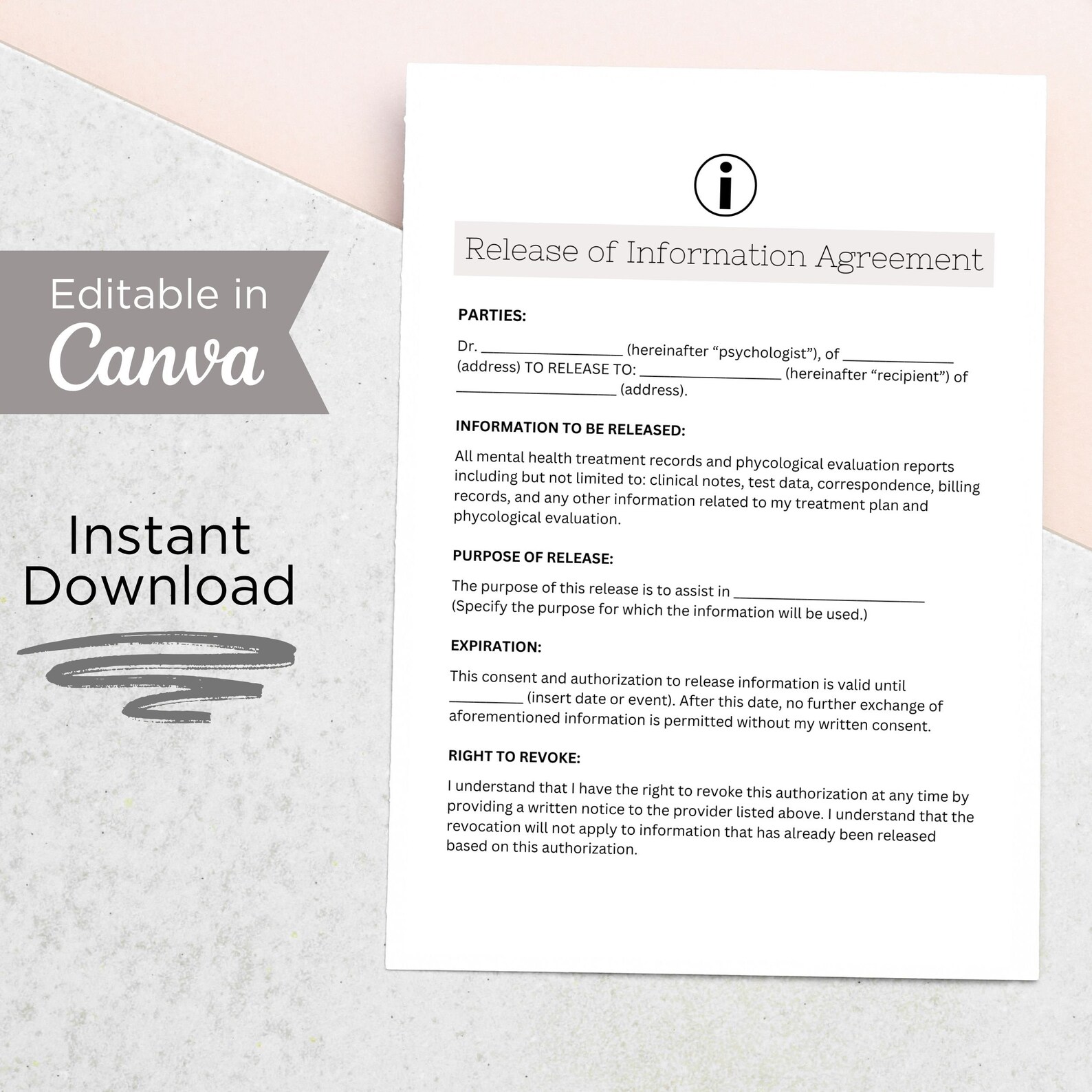 Release of Information Agreement, Counseling Release of Information ...