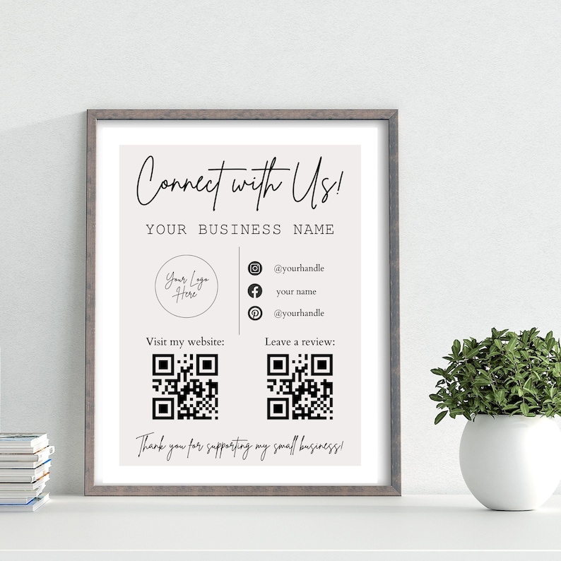 Social Media Sign Template, QR Code Sign, Lets Connect, Lets Get Social ...