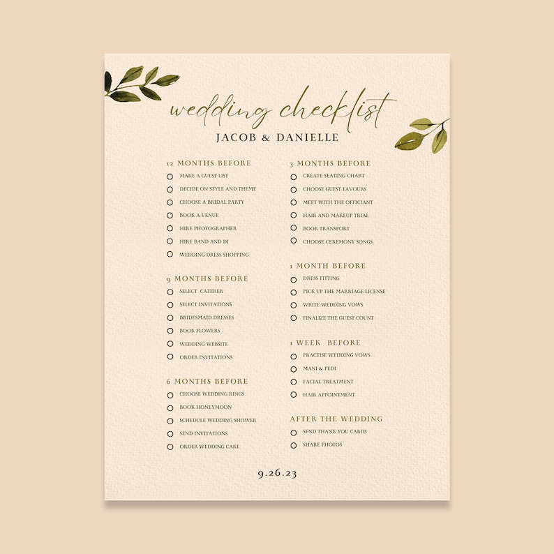Wedding Planning Checklist Printable Template Floral Minimal - Etsy