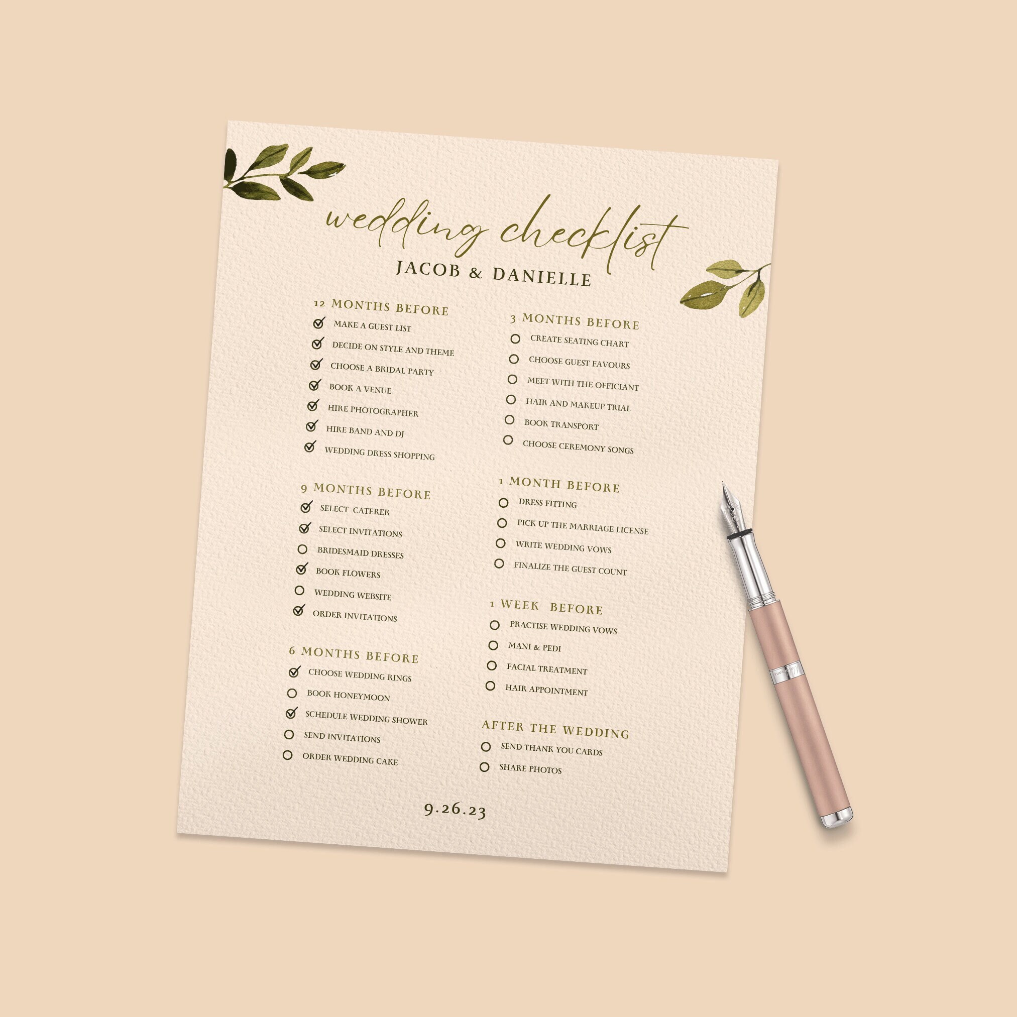Wedding Planning Checklist Printable Template Floral Minimal - Etsy