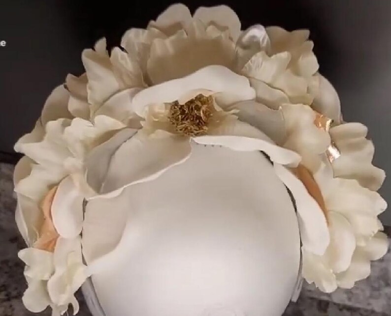 Cream Flower Sparkle Headdress Belly Dance, Masquerade Headpiece, Mardi ...