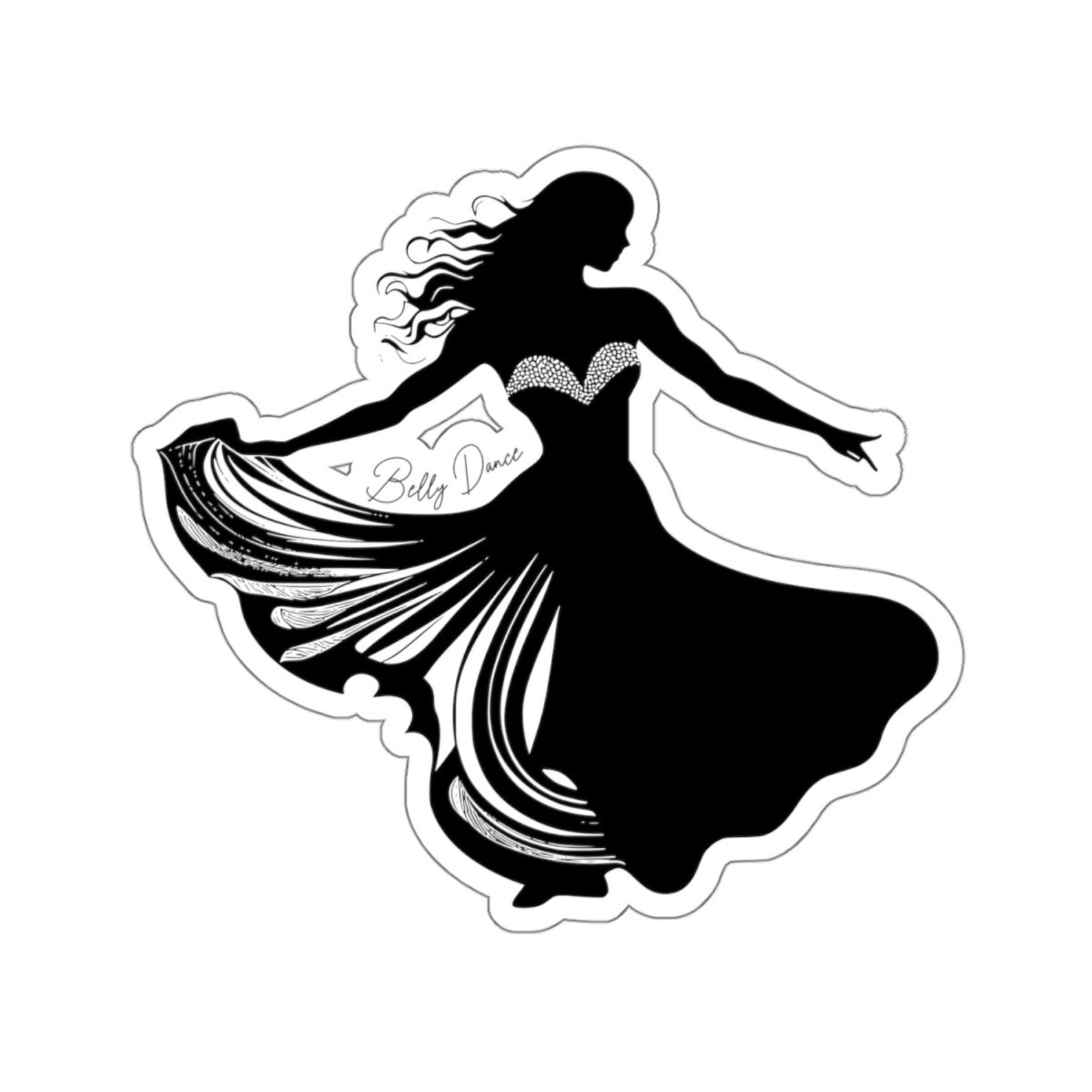 Belly Dance Vinyl Silhouette Sticker Flowing Dancing Decor Sticky ...