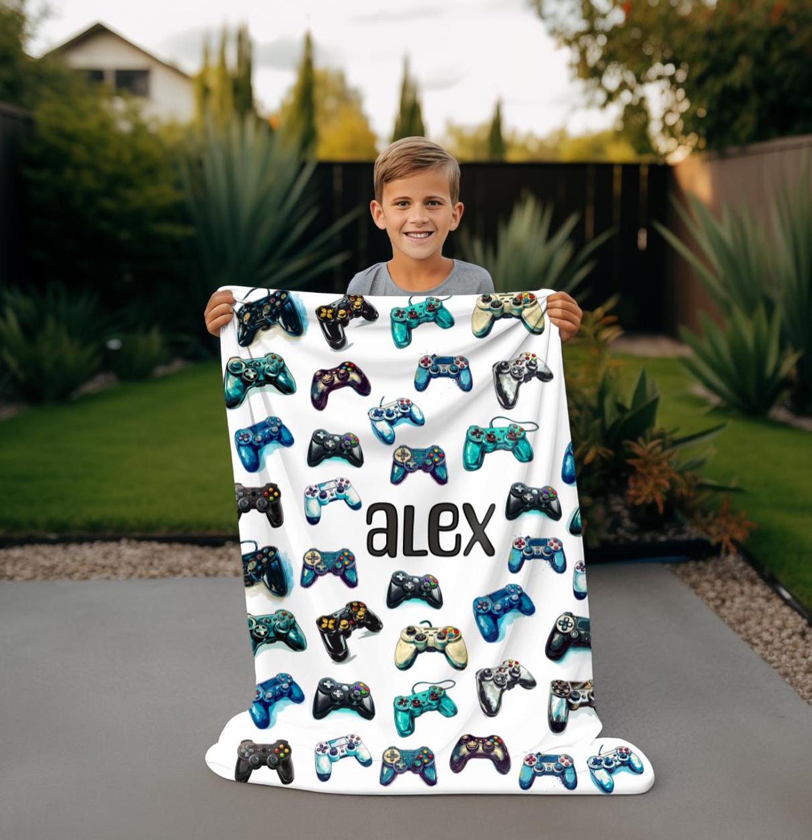 Personalized Gamer Remote Controllers Velveteen Plush Blanket, Custom ...