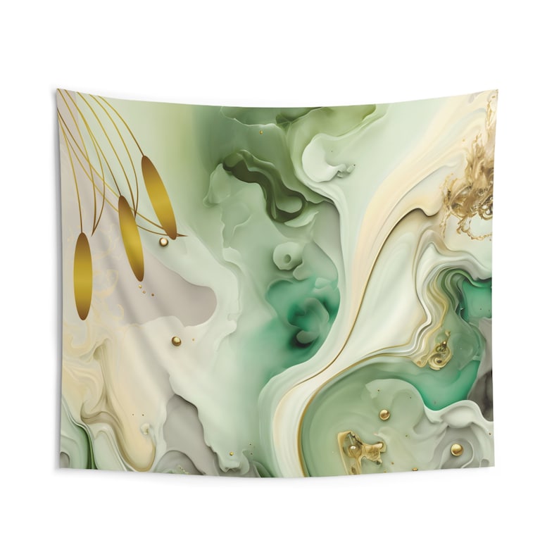 Personalized Green and Gold Abstract Marble Texture Indoor Wall ...