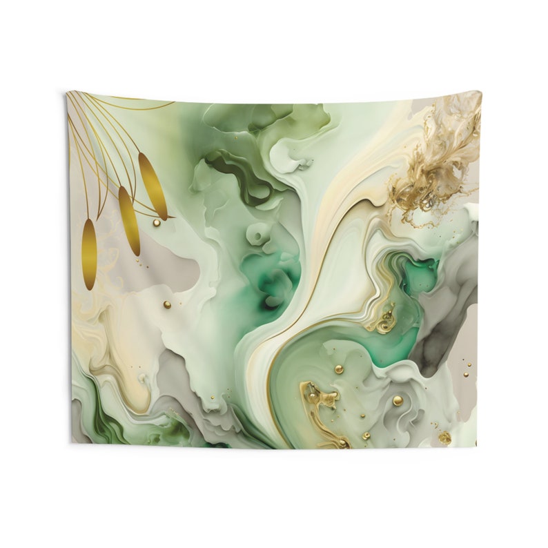 Personalized Green and Gold Abstract Marble Texture Indoor Wall ...