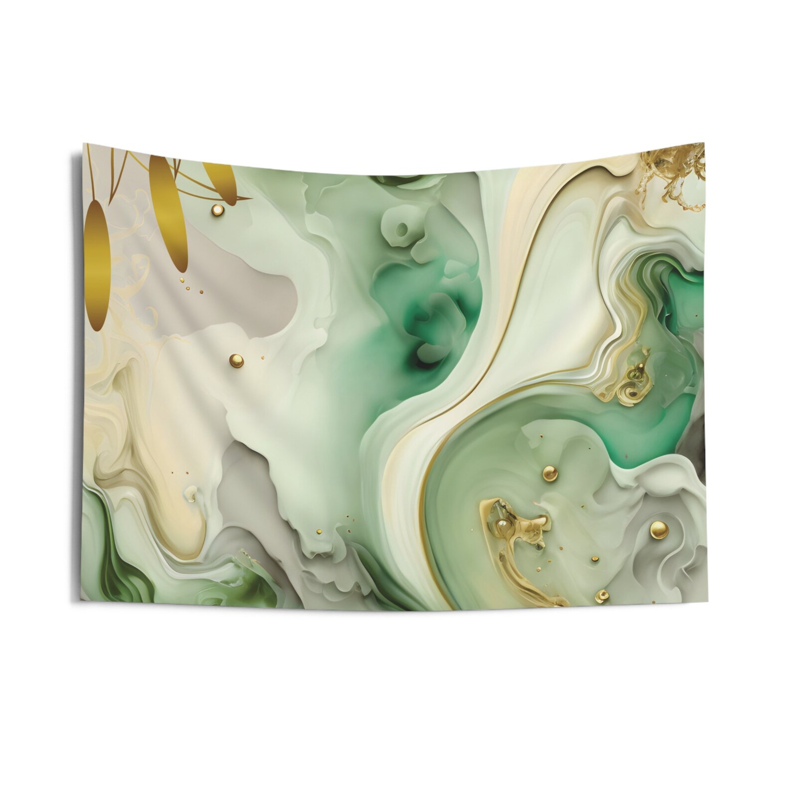Personalized Green and Gold Abstract Marble Texture Indoor Wall ...