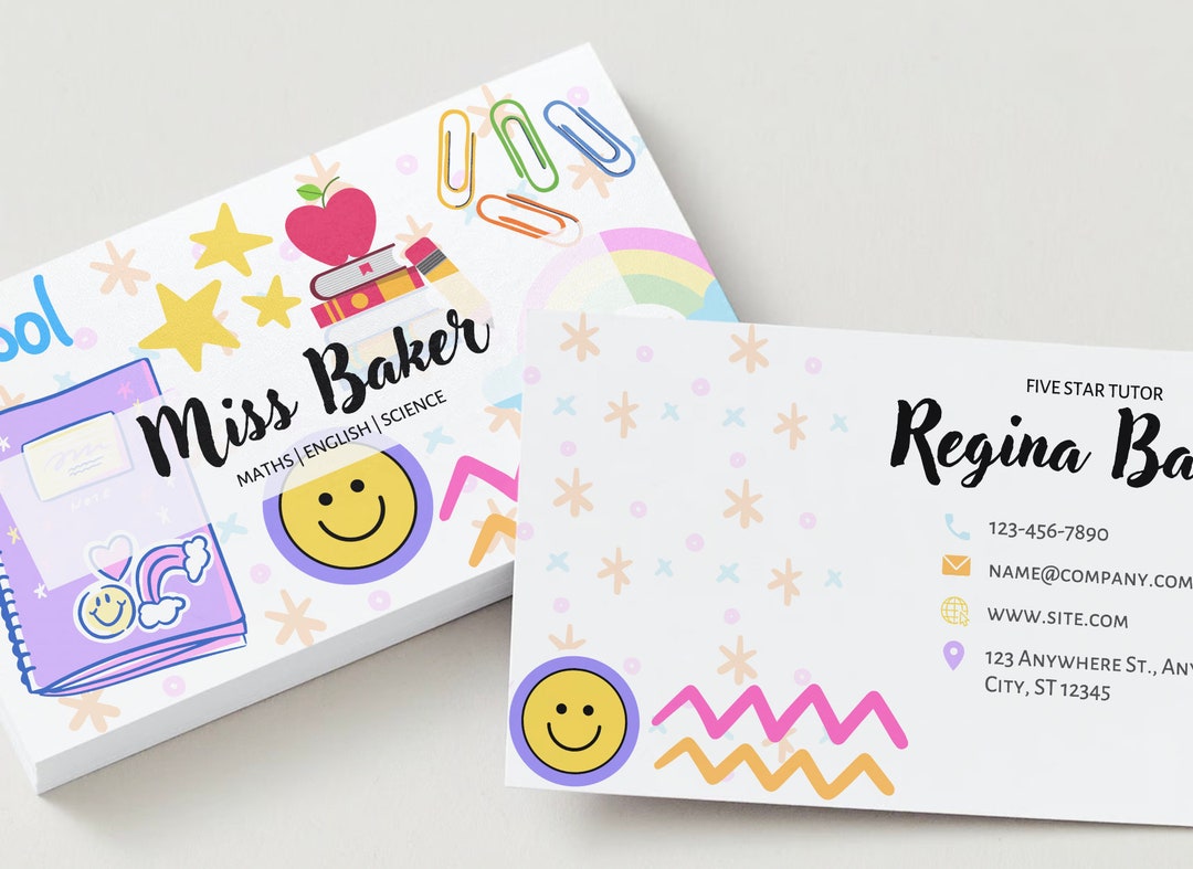 Tutoring Business Card Template - Etsy