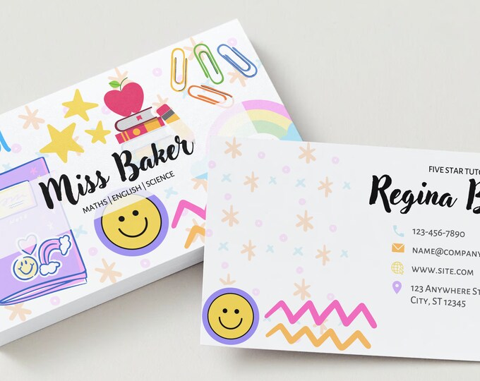 2 EDITABLE Teacher Contact Card Templates; Back to School Crayon ...
