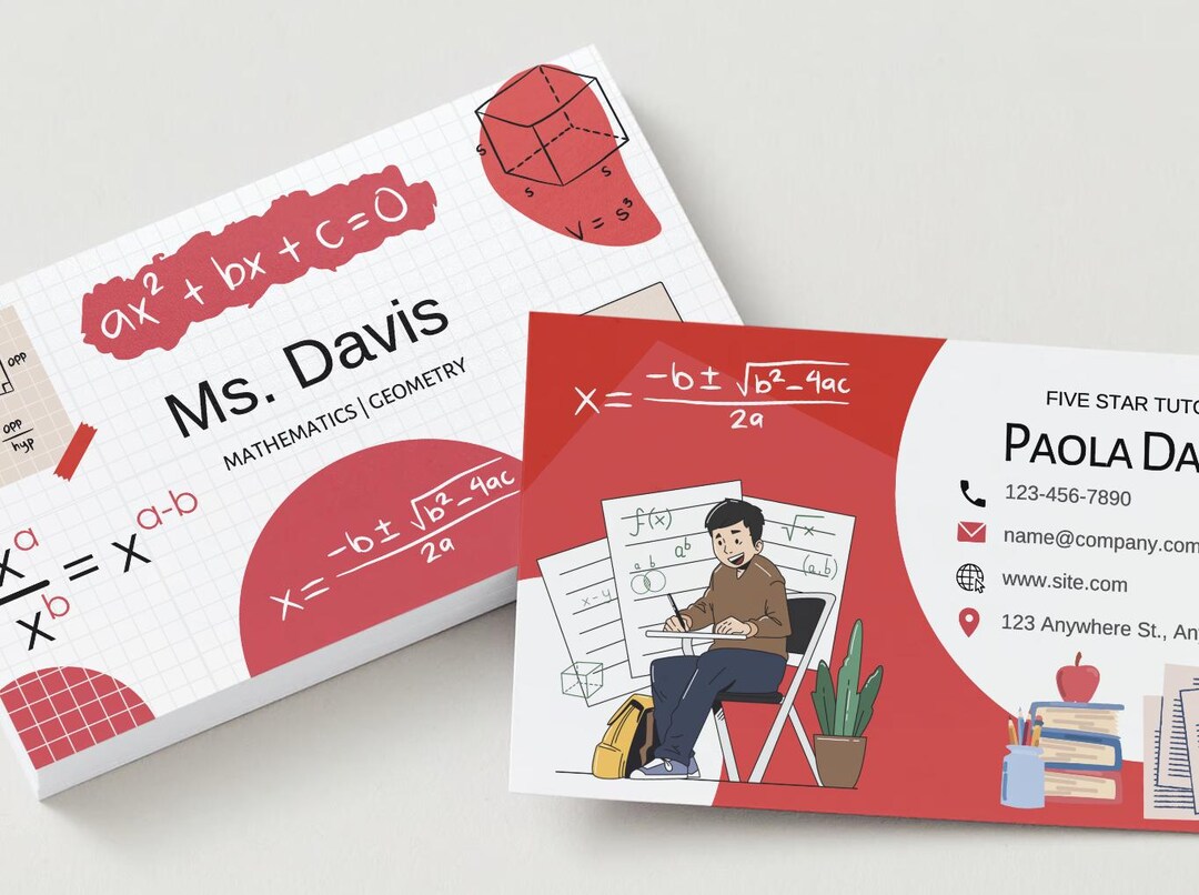 Math Tutoring Business Card Template - Customizable & Professional ...