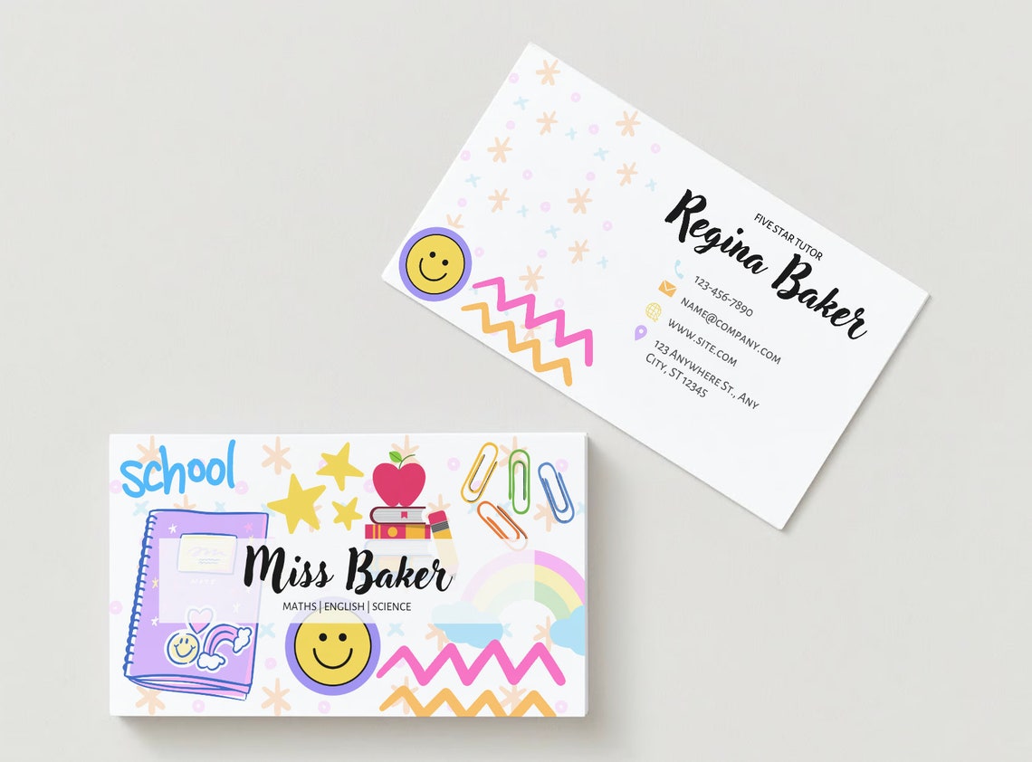 Tutoring Business Card Template - Etsy