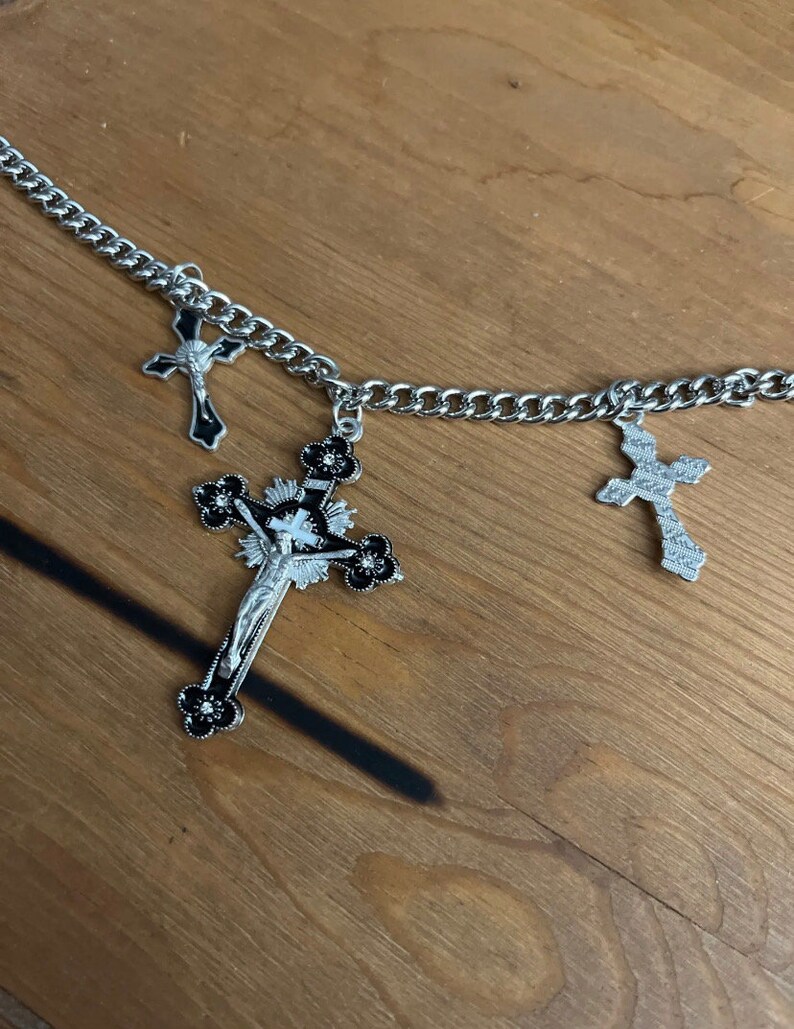 Y2K Pink/black Jesus Cross Necklace - Etsy