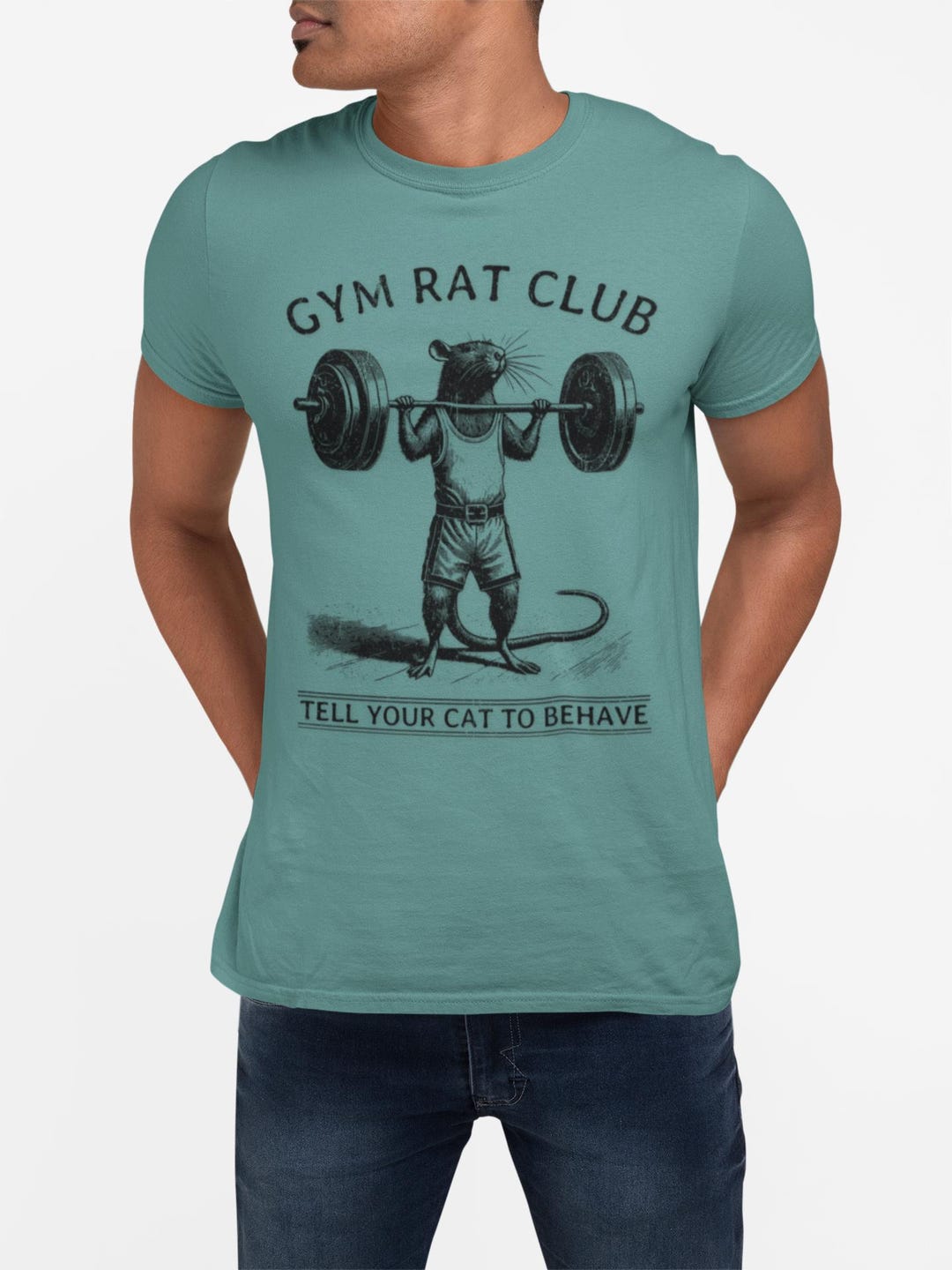 Gym Rat Club Rat Weightlifter T-shirt | Tell Your Cat to Behave - Etsy