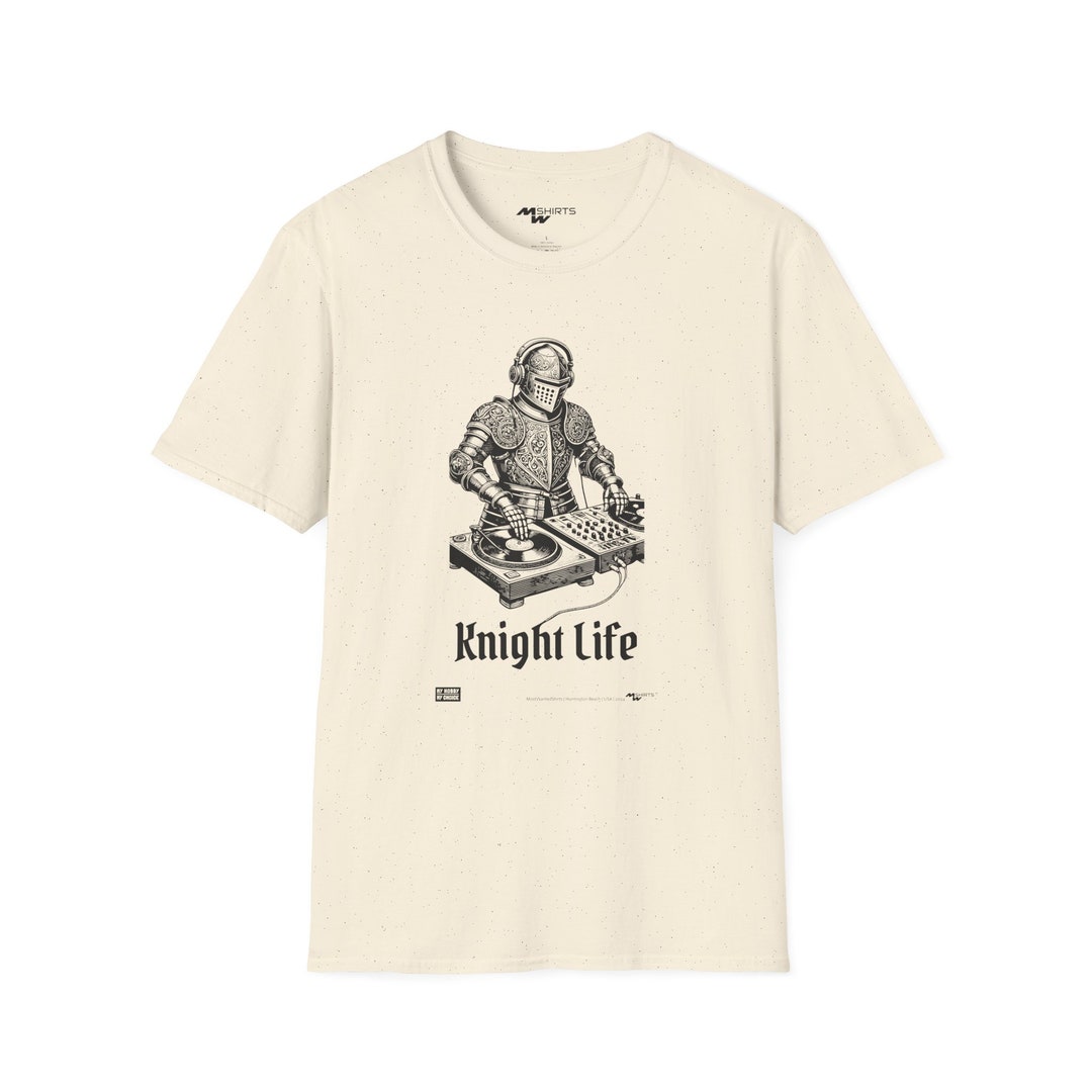 Knight Life DJ in Knight Armor T-shirt - Copper Engraving Classic ...