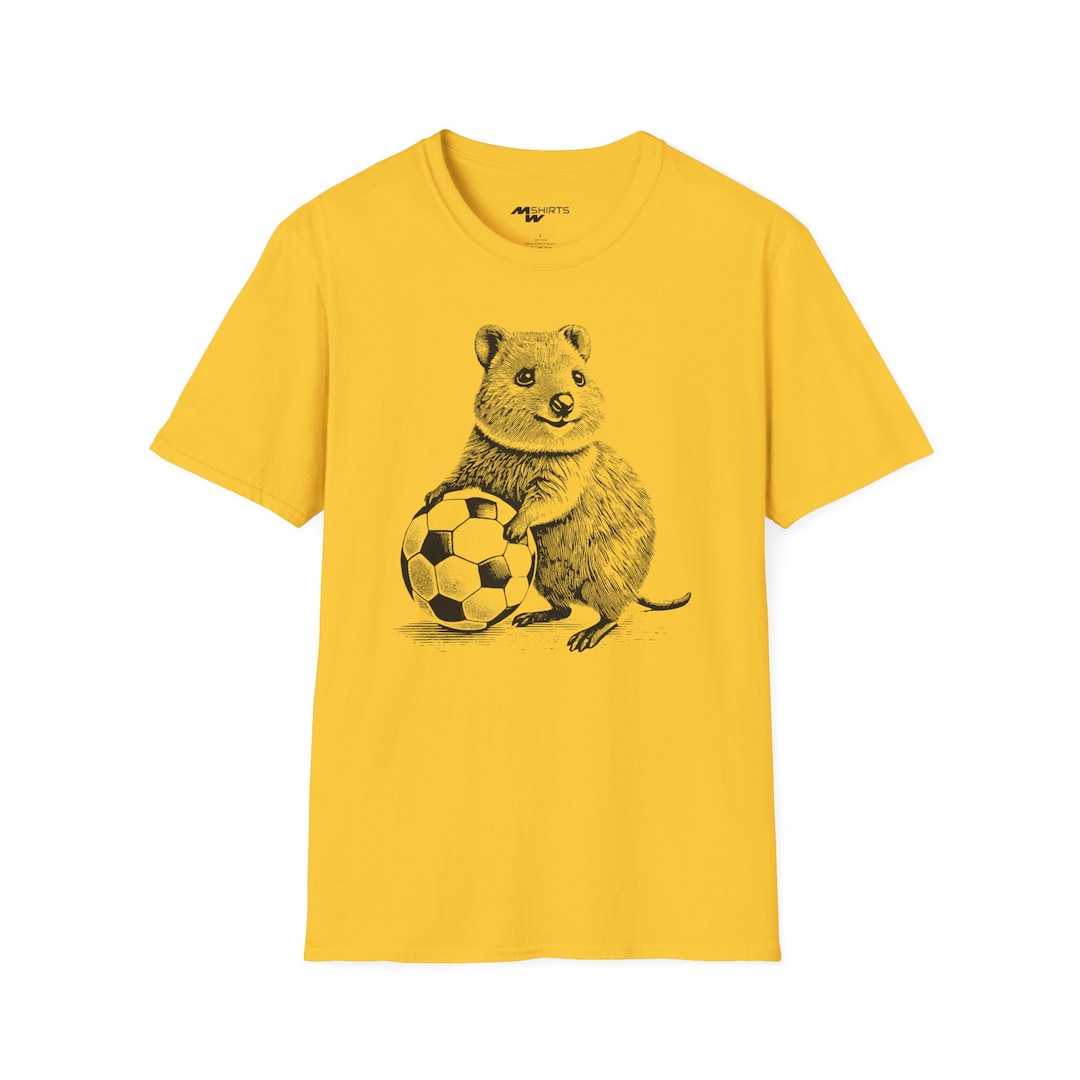 Quokka Soccer T-shirt: Copper Engraving Style, Unisex Soft-style Tee - Etsy