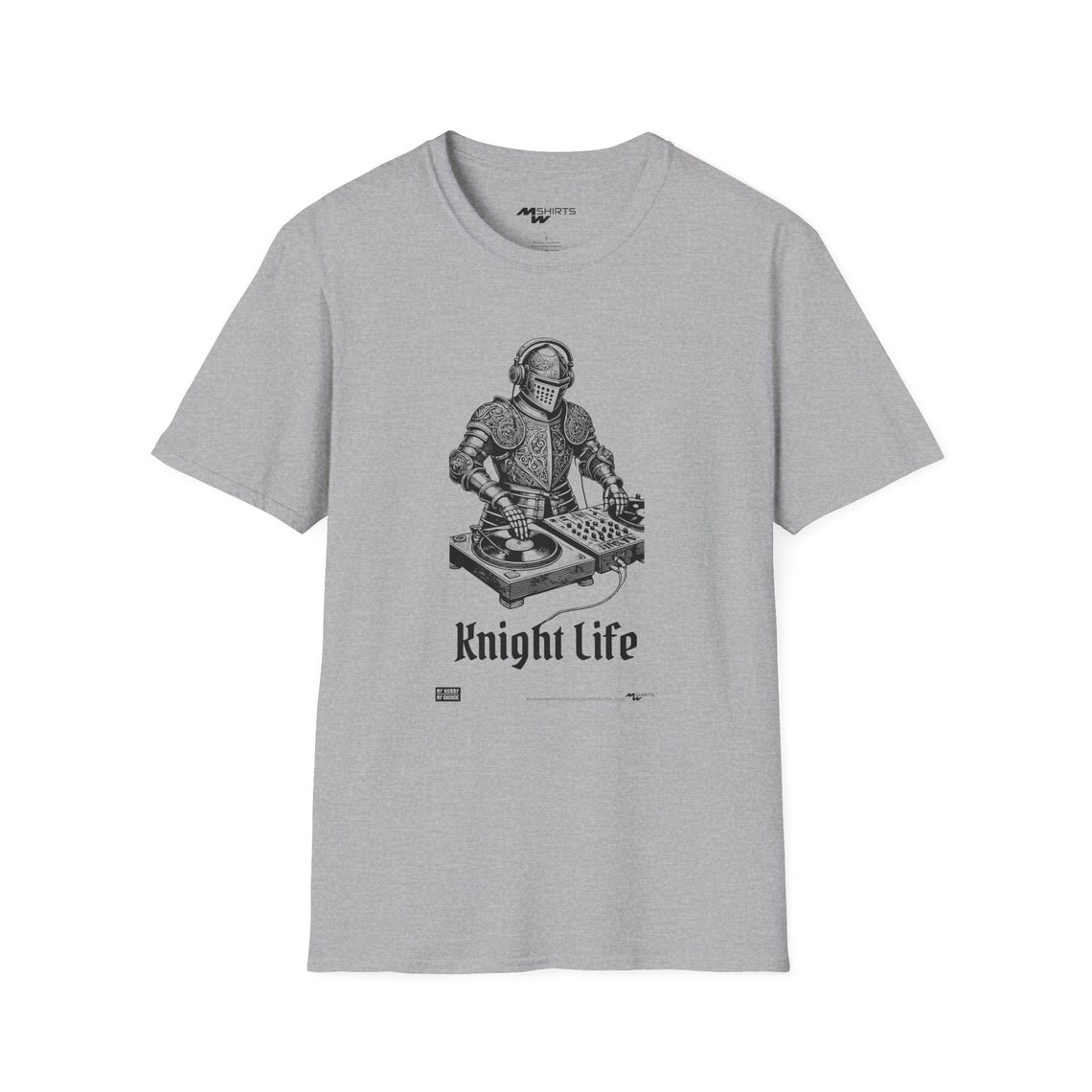 Knight Life DJ in Knight Armor T-shirt Copper Engraving Classic Vintage ...
