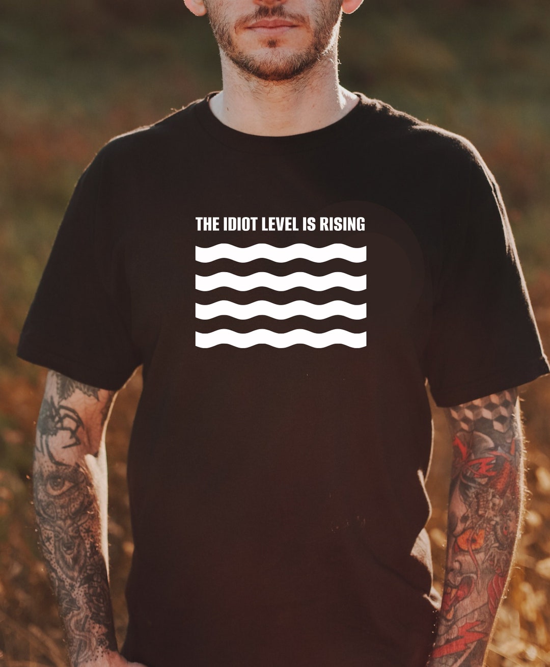 Idiot Level Rising Human-designed T-shirt - Witty Statement Tee With ...