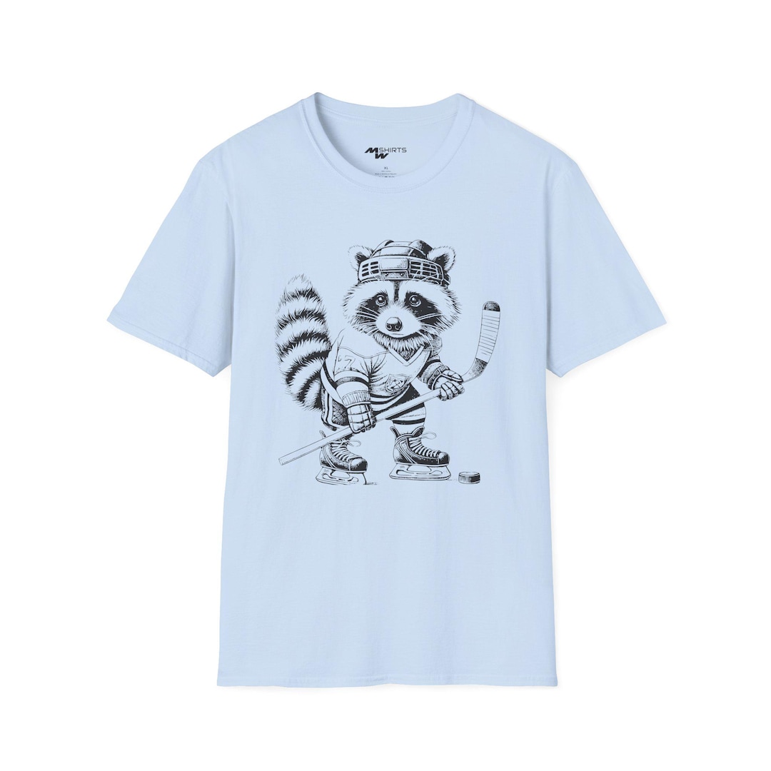 Engraved Ice Hockey Raccoon T-shirt/ Unisex Softstyle T-shirt - Etsy