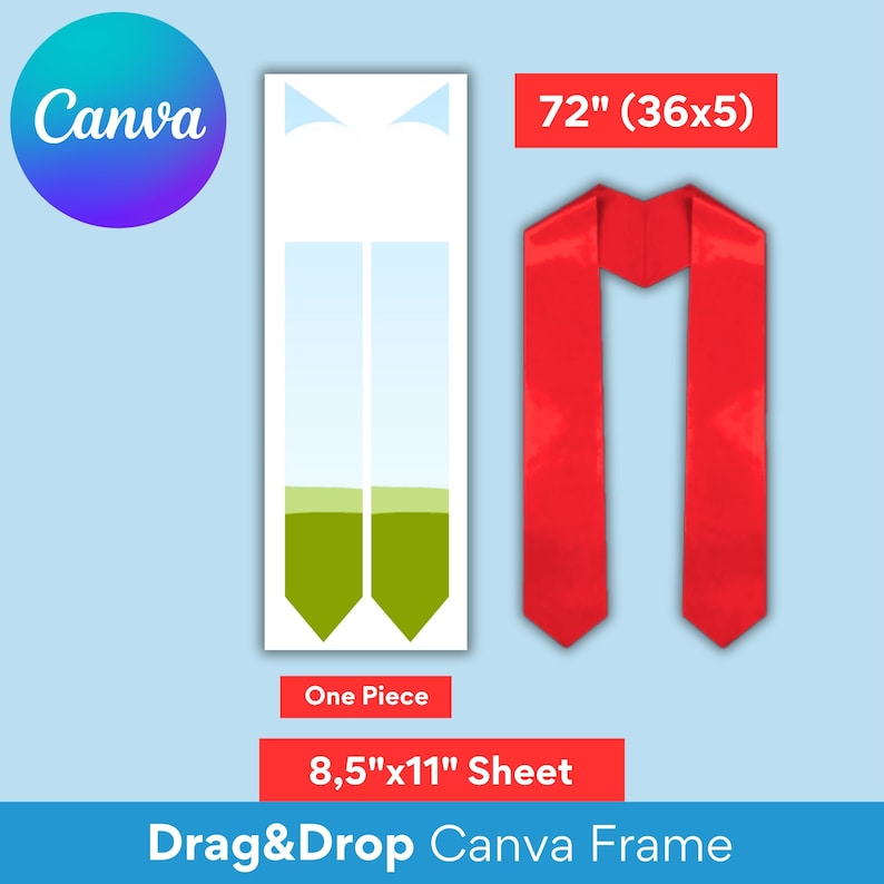 Stole Canva Template 72": One Piece, Stole Template Drag and Drop, Sash ...