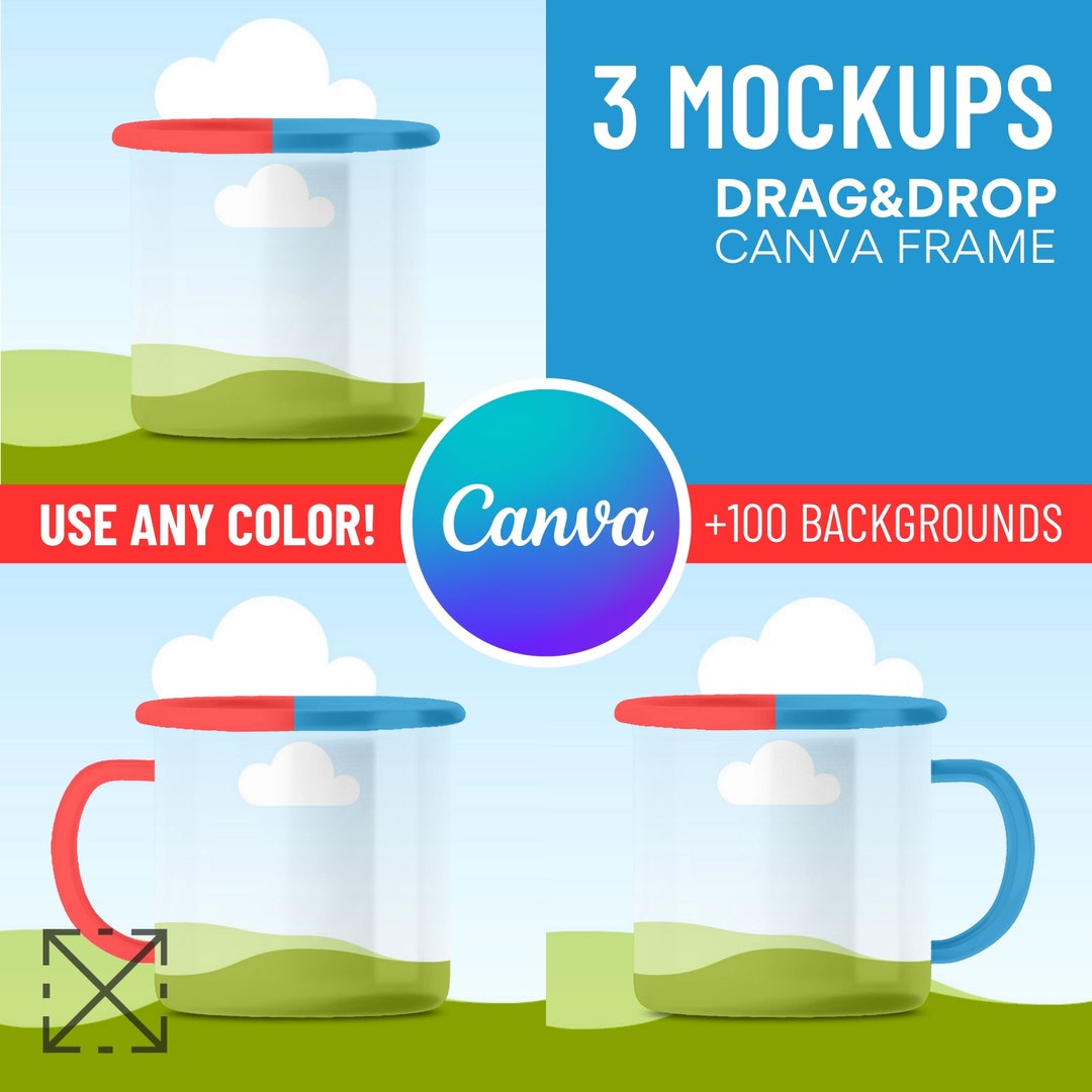 3 12oz Camp Mug Mockups Change Color and Background, 1 Mug Mockup ...