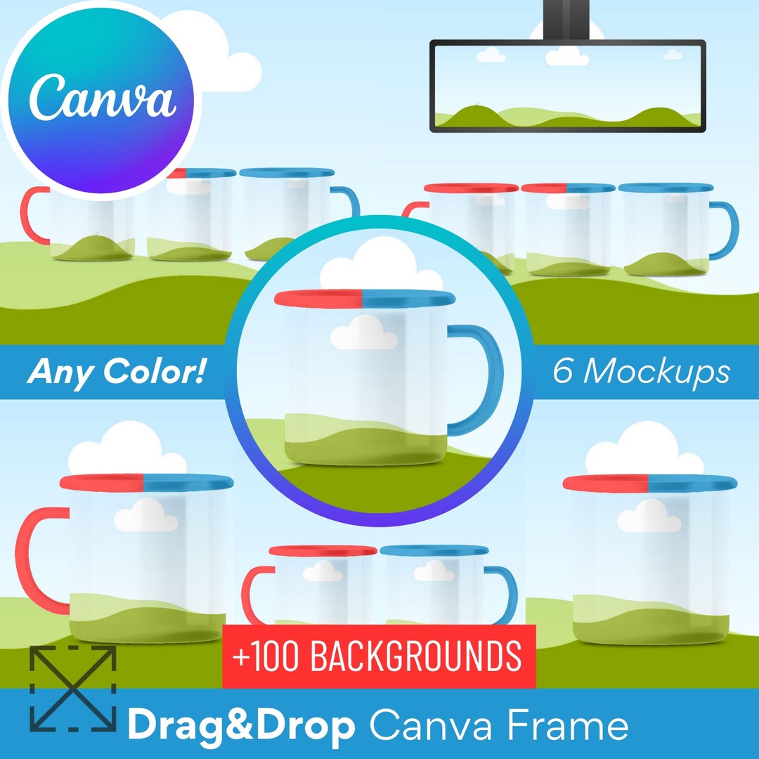 6 12oz Camp Mug Mockups Change Color and Background, Camp Mug Wrap With ...