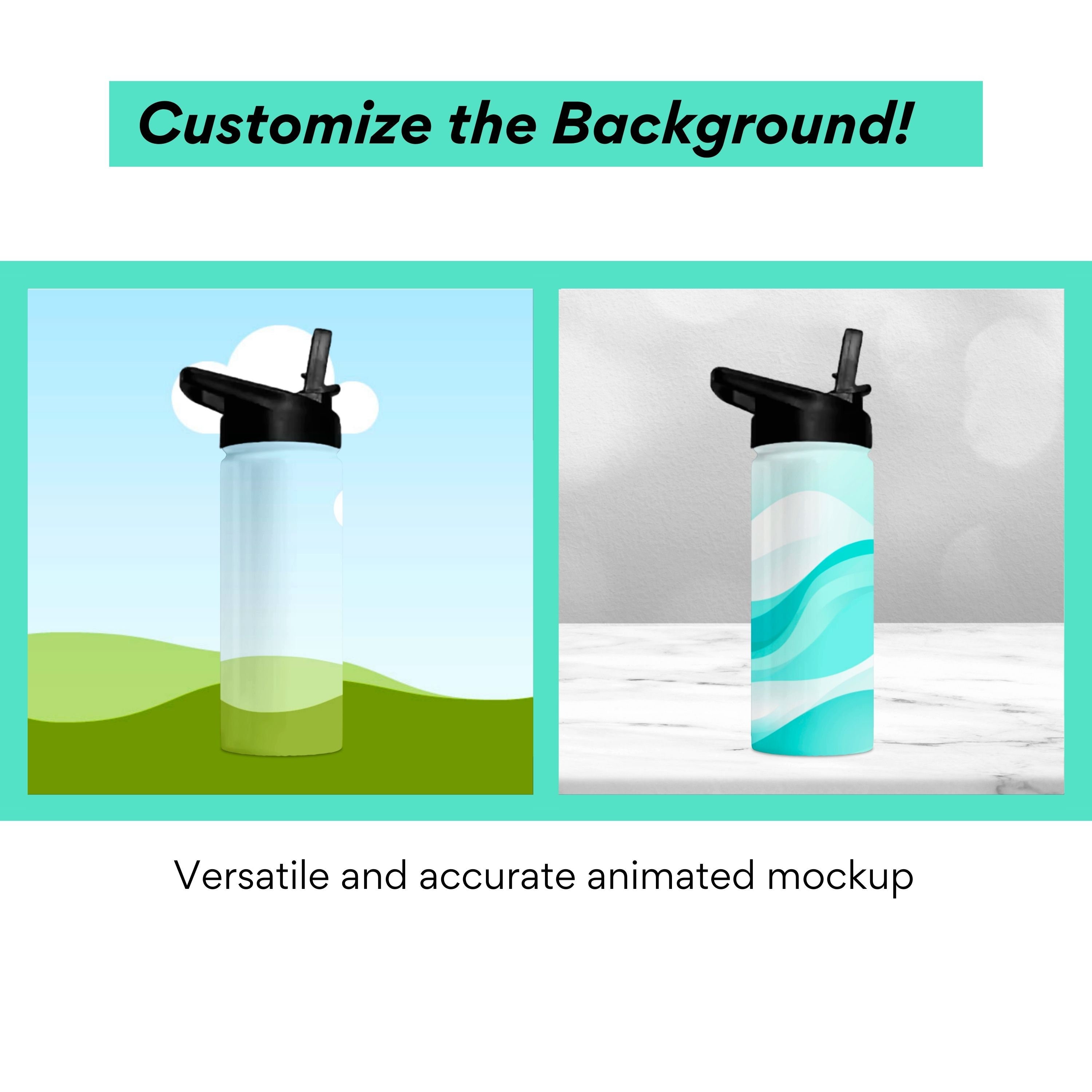 Spinning Stainless Steel Water Straw 18 Oz Mockup Change Background ...
