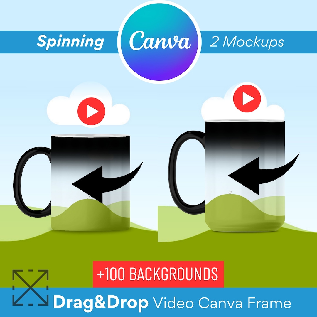 2 Spinning 11oz + 15oz Magic Mug Mockups Change Background, Spinning ...