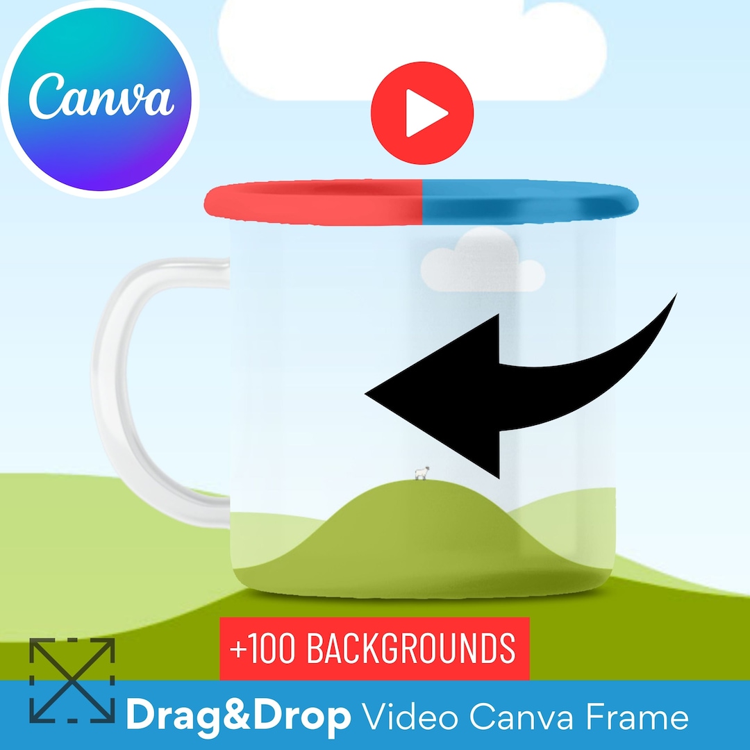 Spinning 12oz Camp Mug Mockup Change Background and Rim Color, Spinning ...