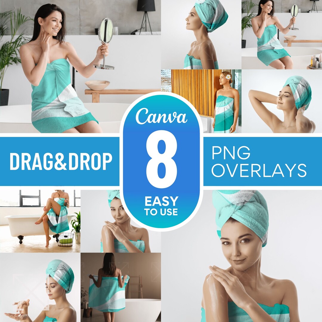 8 Woman Towel Mockups, Towel Mockups, Blank Towel, Towel Drag and Drop ...