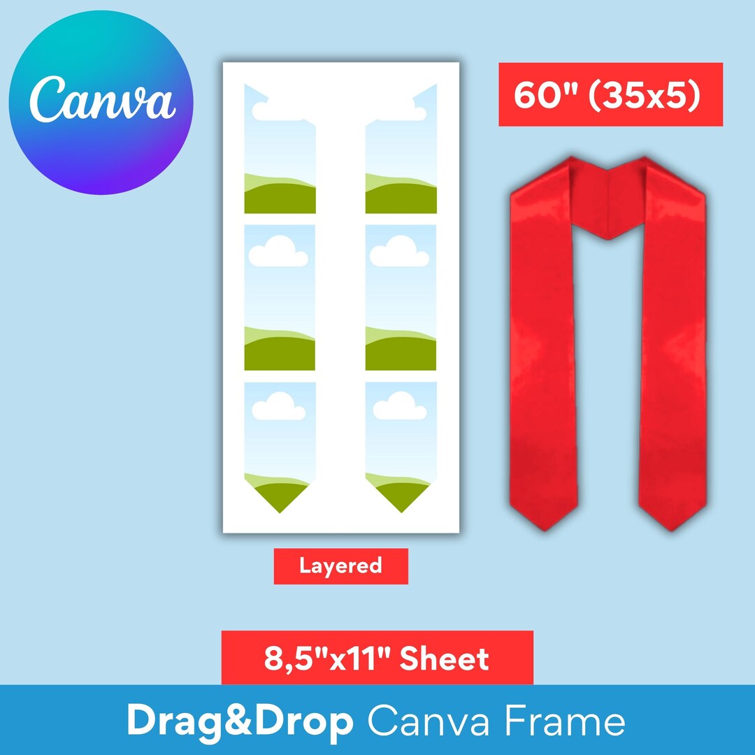 Stole Canva Template 60": Layered, Stole Template Drag and Drop, Sash ...