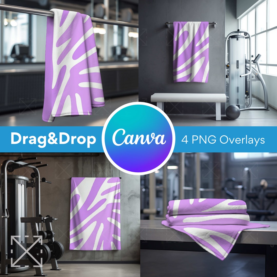 4 Towel in the Gym Mockups, Towel Mockup, Towel Mockups, Drag and Drop ...
