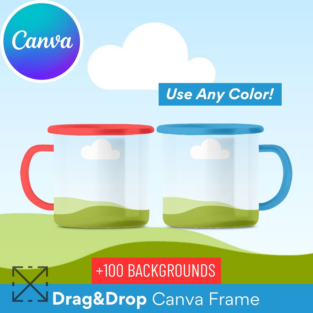 2 Facing 12oz Camp Mugs Mockup Change Color and Background, 2 Facing ...