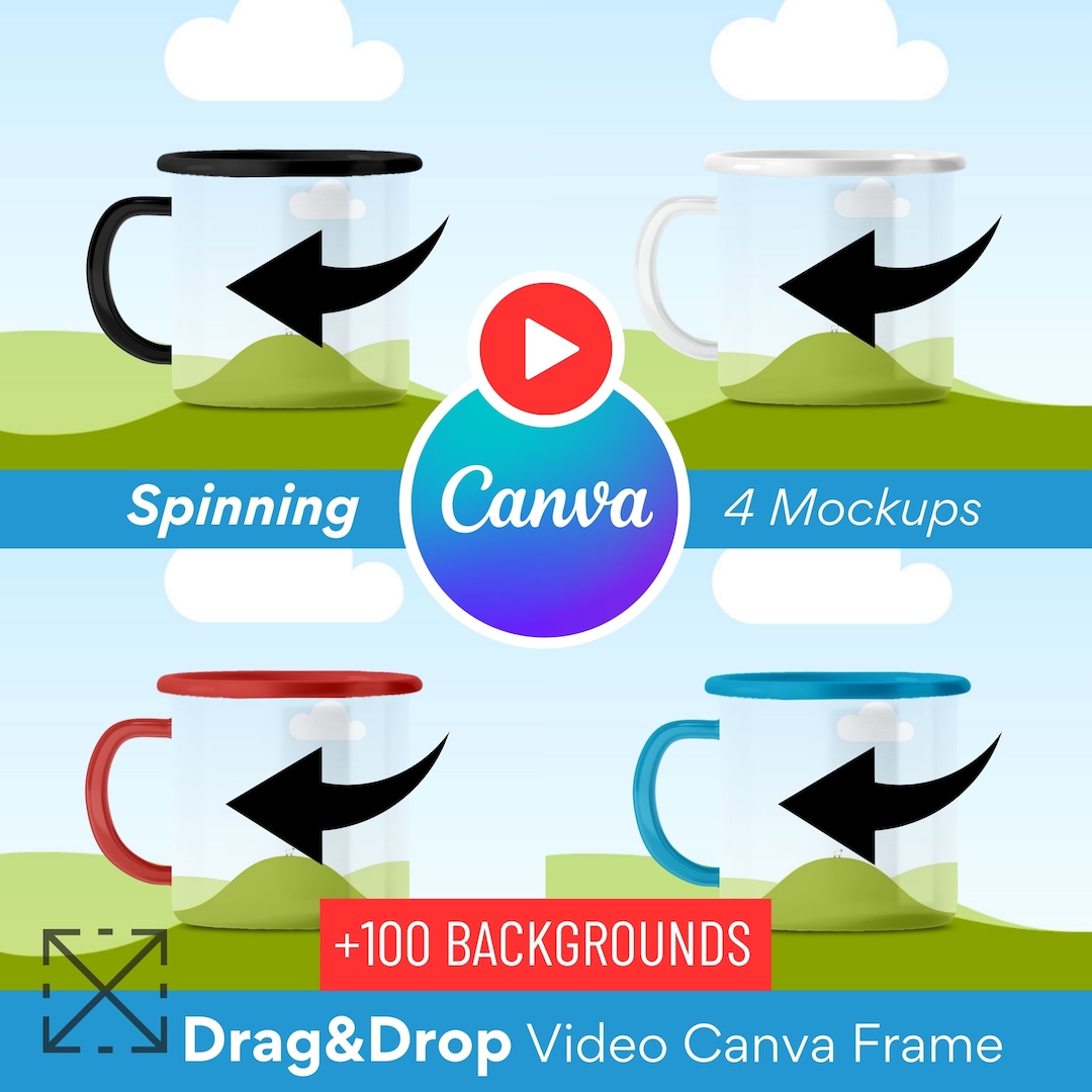 4 Spinning 12oz Camp Mug Mockups Change Background, Spinning Mug Mockup ...