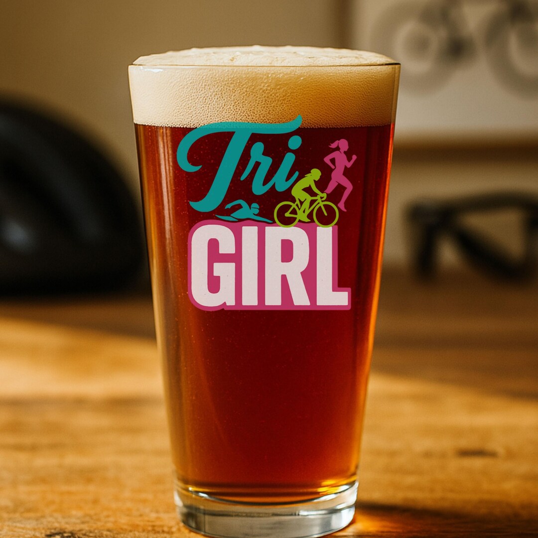 Tri Girl Pint Glass | 80s Revival Design | Post-race Recovery | 16oz ...