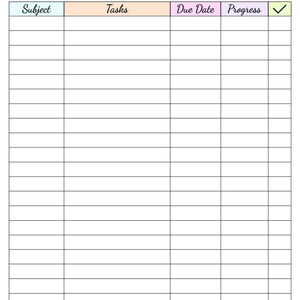 Color Full Study Checklist Fillable Simple Checklist Template , Monthly ...