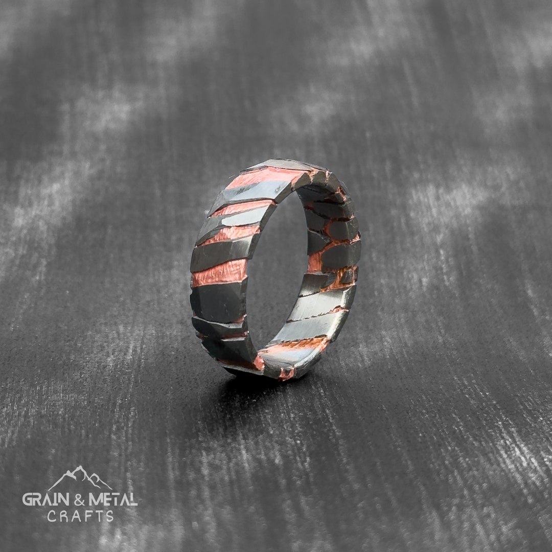 Super Conductor Acid Etched Ring, Deep Pattern Ring, Mens Wedding Band ...