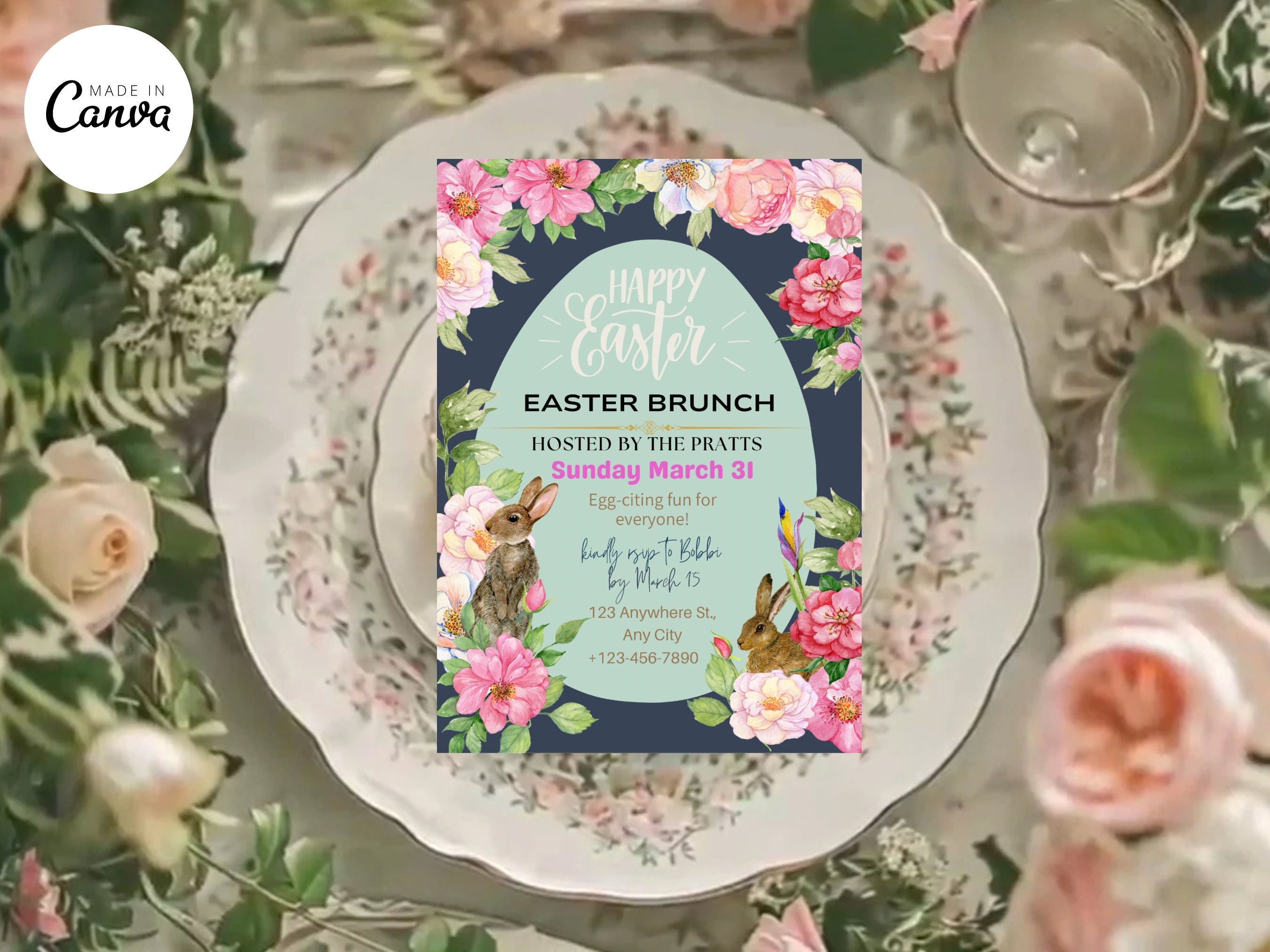 Easter Brunch Invitation, Easter Egg Hunt, Elegant Easter Brunch ...