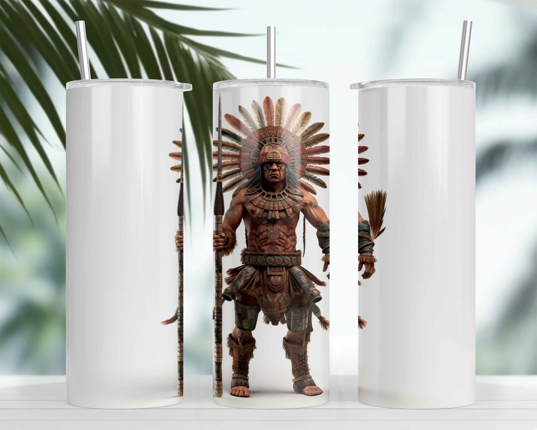 Aztec Tumbler Wrap Aztec Calendar Aztec Warrior Tumbler Wrap Fits ...