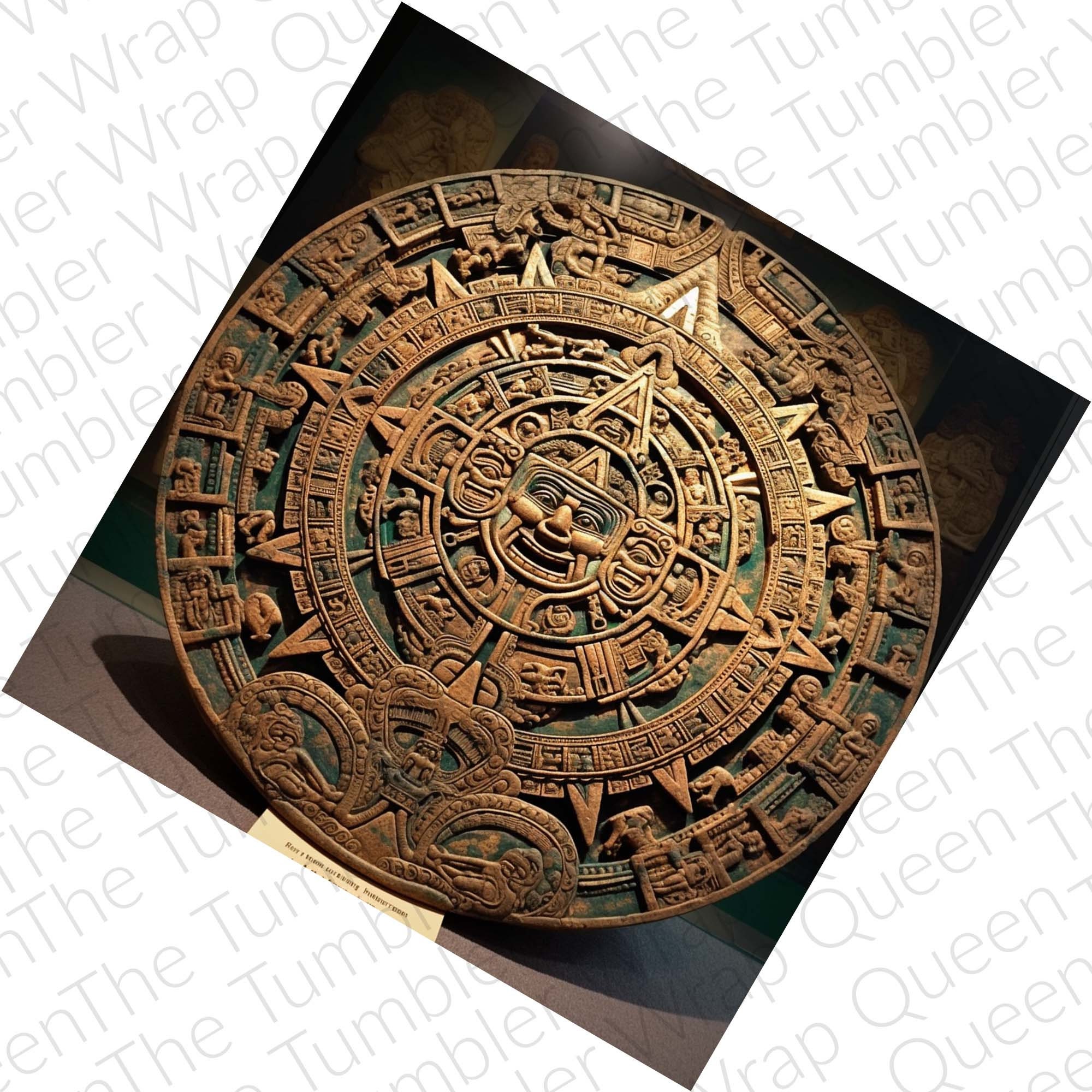 Aztec Tumbler Wrap Aztec Calendar Aztec Warrior Tumbler Wrap Fits ...